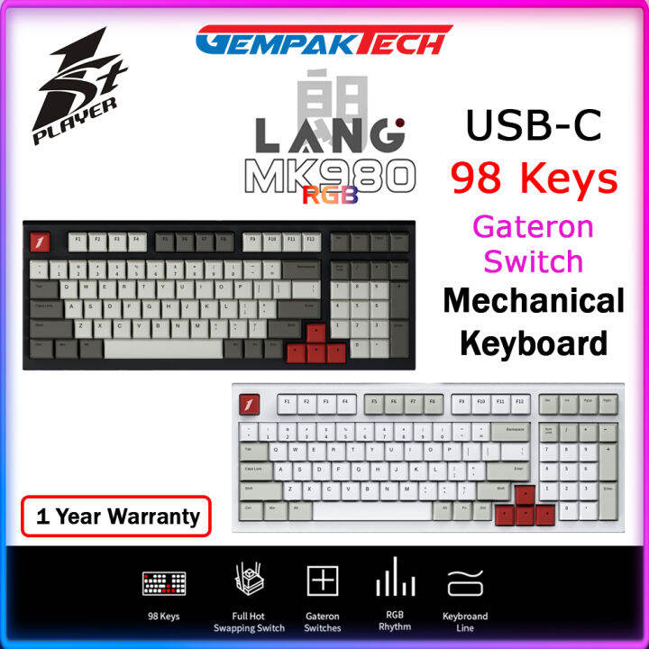 1stPlayer Lang MK980 | 98-Keys MDA PBT Keycap Wired RGB Mechanical ...