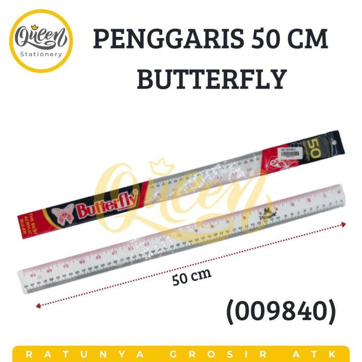 1 PCS PENGGARIS 50CM BUTTERFLY (009840) - GARISAN PLASTIK MIKA BENING ...