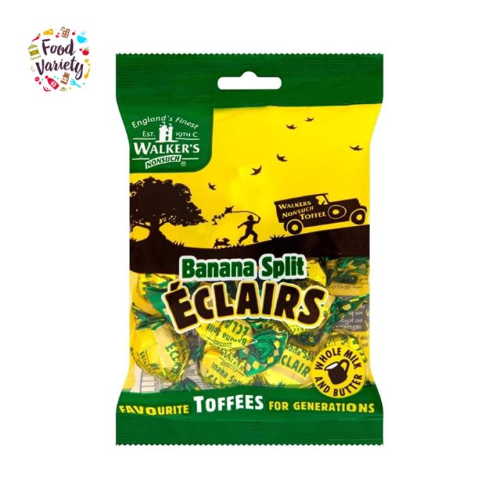 Walker's Nonsuch Banana Split Eclairs Toffee 150g วอล์คเกอร์ ทอฟฟี่ กล้วยสปลิต เอแคลร์ 150 กรัม ...