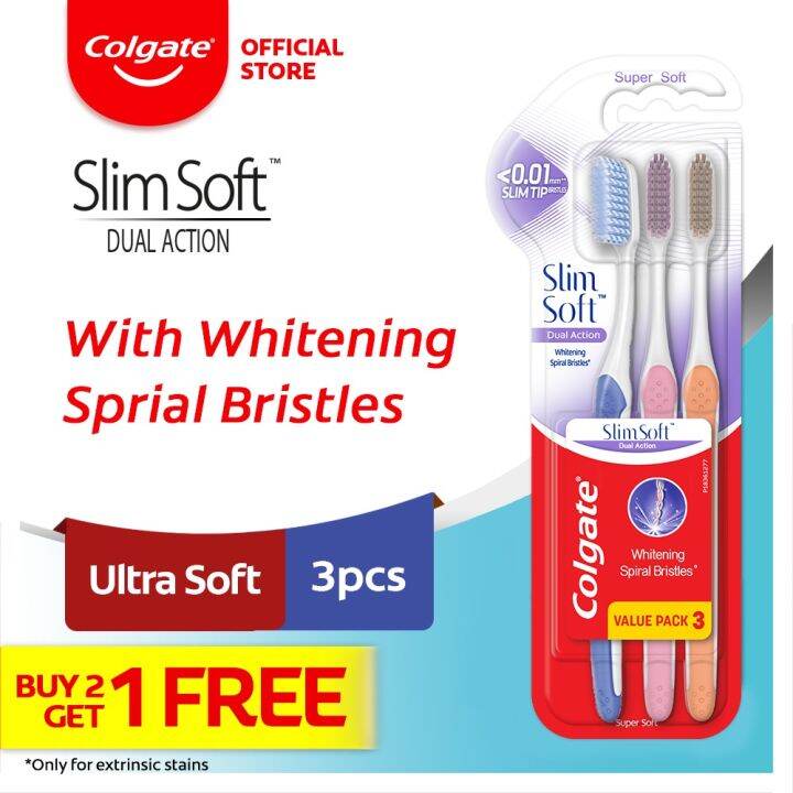 ♨Colgate SlimSoft Dual Action Toothbrush (Ultra Soft) Value Pack ...
