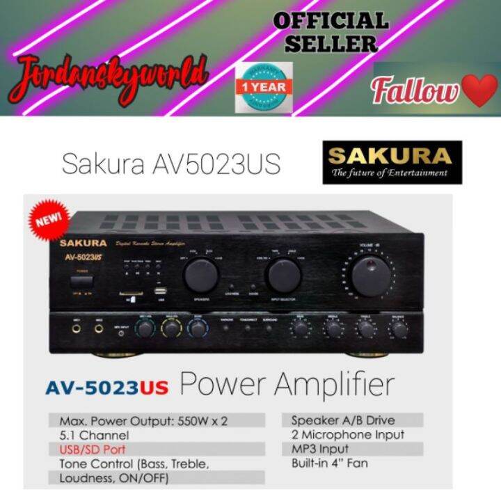 Sakura AV5023US Karaoke Amplifier Original 550Wx2 | Lazada PH