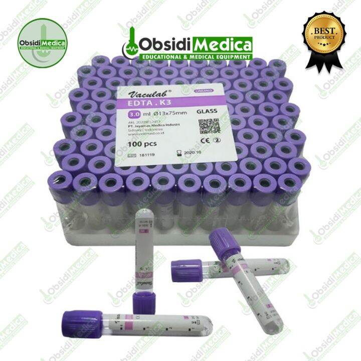 Tabung Darah Vaculab EDTA K3 3ml 3cc Glass Ungu Satuan | Lazada Indonesia