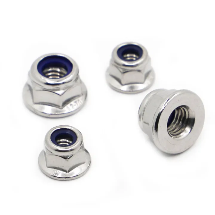 A2-70 304 Stainless Steel Hex Flange Nylon Insert Lock Nut M3 M4 M5 M6 M8 M10 M12 Self-locking ...