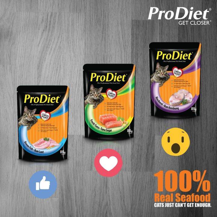 (85G X 6 pouches) Prodiet Pouch 85g Wet Food Fresh Tuna, Mackerel ...