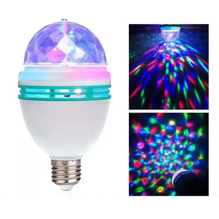 【ลดล้างสต๊อก】LED Rotation Lamp Bulb Colorful E27 Light Bulb 3W Energy ...