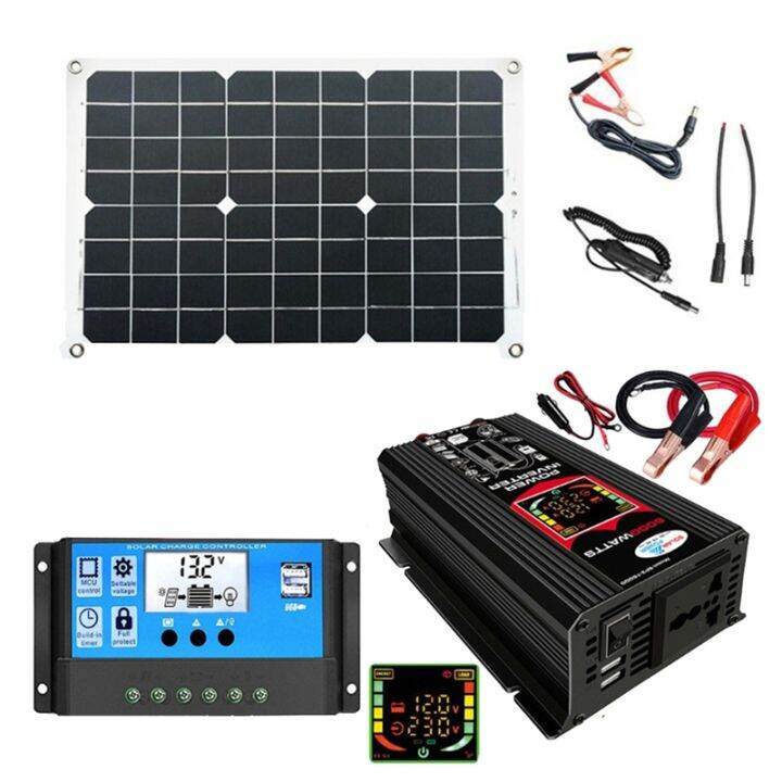 Solar Panel Kit Complete 6000W Modified Sine Wave Inverter LCD Display ...