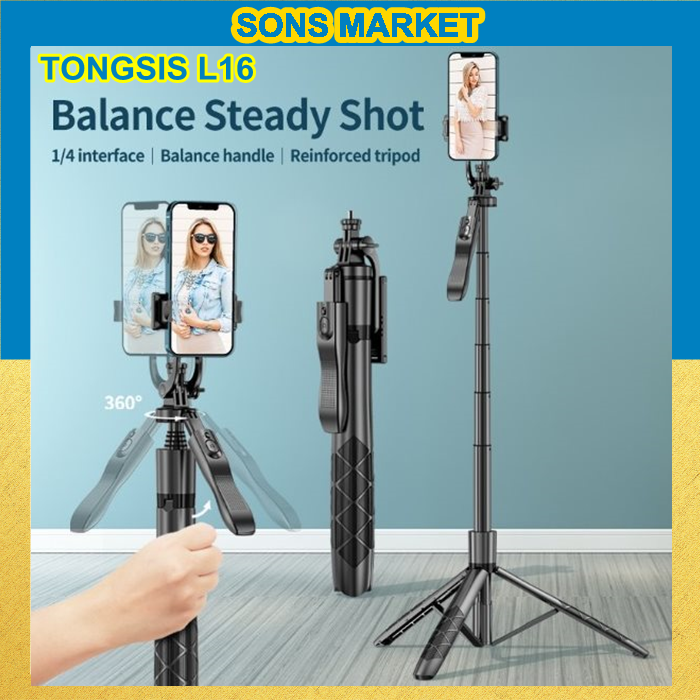 Tripod Tongsis L16 Smartcom Bluetooth Hand Stabilizer Hp Gopro Kamera | Lazada Indonesia