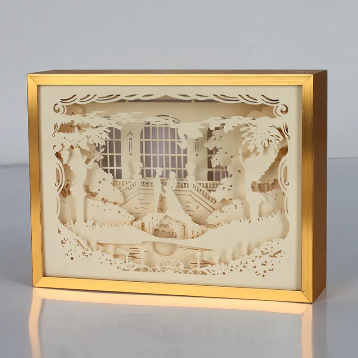 Paper Cut Light Box 3D Shadow Box Led Night Light Photo Picture Frame ...