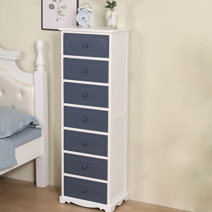 Simple solid wood mini chest of drawers narrow cabinet bedside table ...