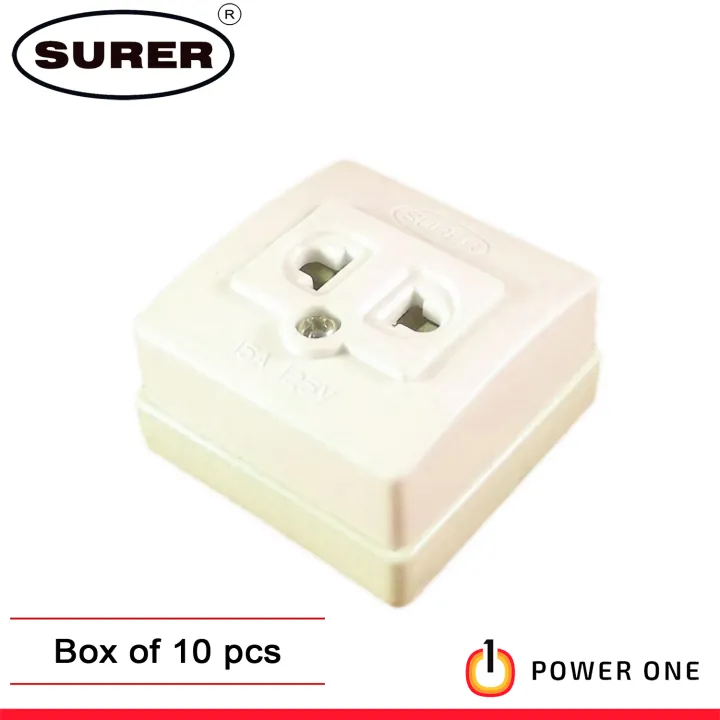 Surer 125 1 Gang Outlet, Surface Type (Black/White) [Box of 10pcs ...