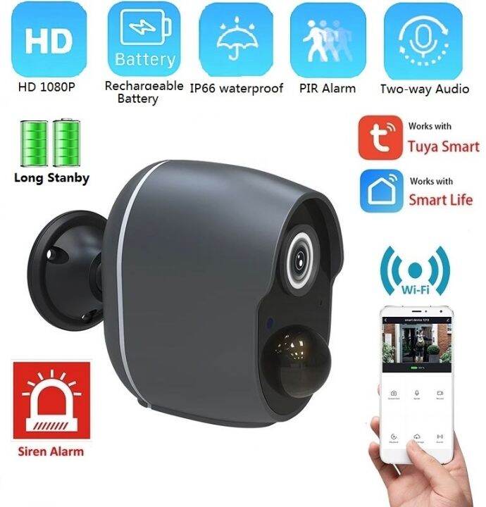 Tuya Smart Life Wireless Smart Battery Camera Rechargeable Outdoor IP65 ...