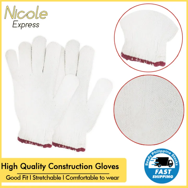 Construction Gloves Regular Size Knitted Cotton Hand Protection Gloves ...