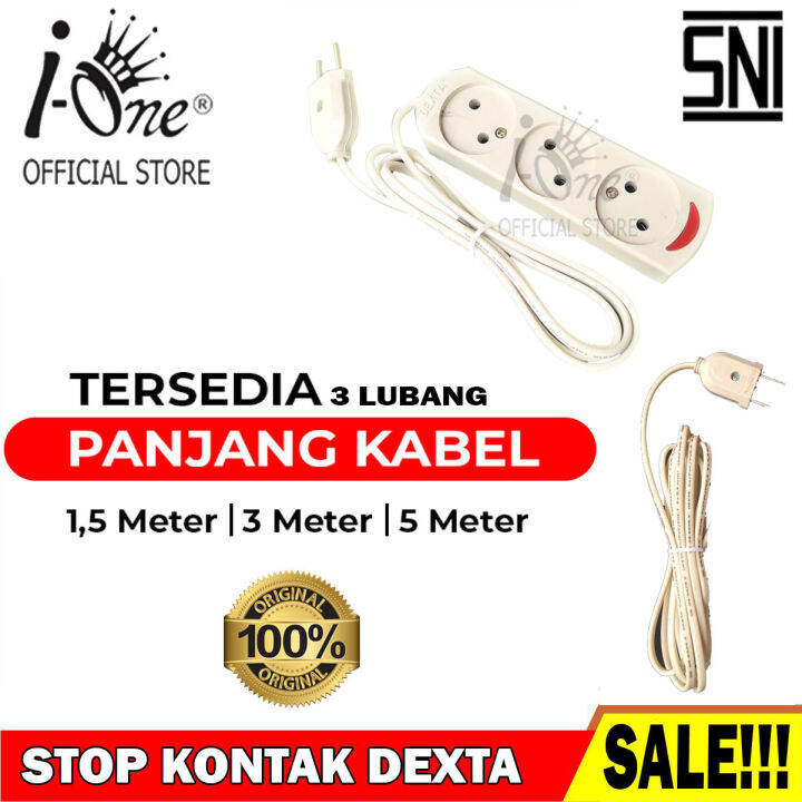 SNI ginal Stop Kontak Listrik 3 Lubang Kabel 1.5 Meter / 3 Meter / 5 ...
