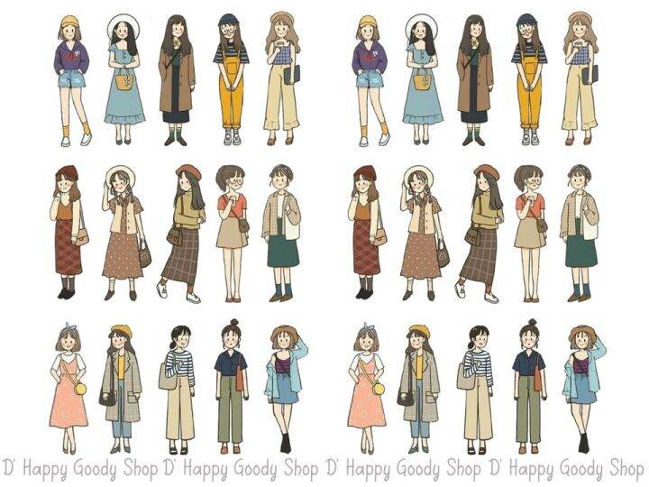 Cute Girl Matte Stickers for Scrapbook and Journal - 15 pcs | Lazada PH