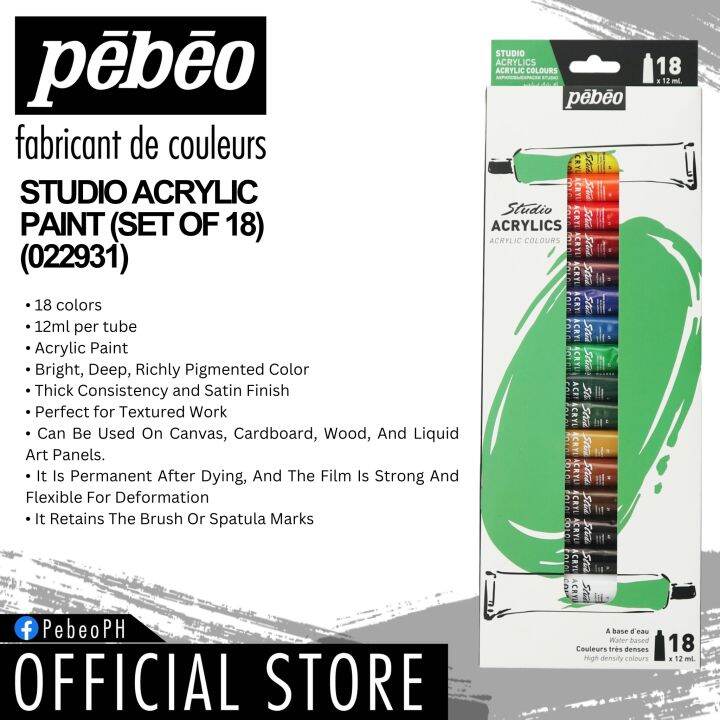 PEBEO Studio Acrylic Paint | Set of 18 | 12 ml | 668710 668210 | Lazada PH