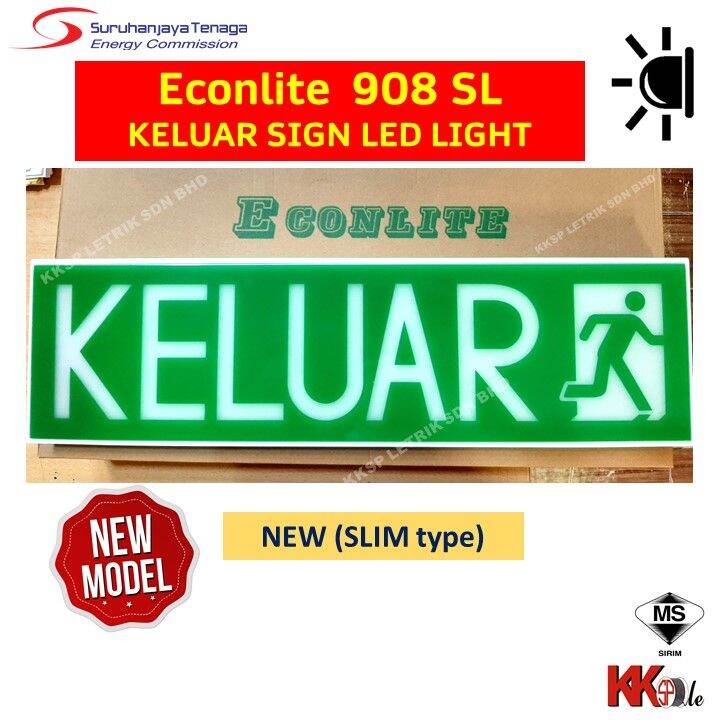 ECONLITE 908SL KELUAR SIGN LED Emergency Light LED Light - SLIM Design ...