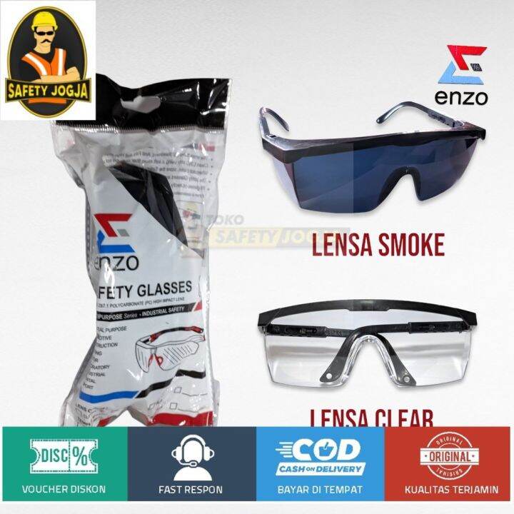 Kacamata Kerja Safety Las Gerinda Hitam Smoke dan Clear Tebal Enzo | Lazada Indonesia