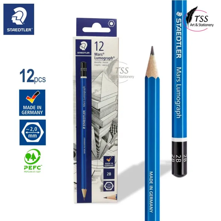 STAEDTLER Mars Lumograph 100 Graphite Drawing Pencils (12pcs/Box) | 2B, 5B, 8B Sketching Pencils ...