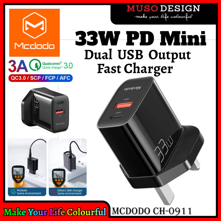 Mcdodo 33W Mini PD + QC3.0 Fast Charger Dual Output Power Adapter UK ...
