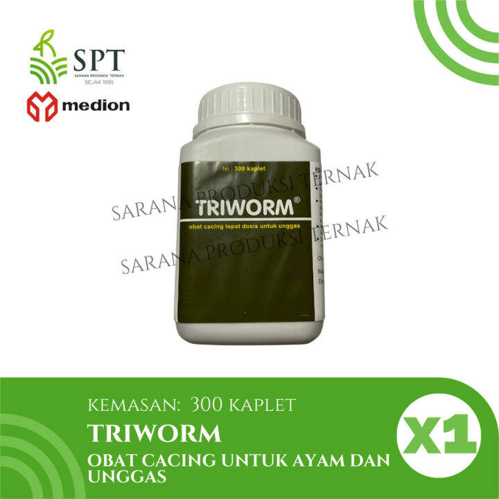 MEDION TRIWORM 300 KAPLET OBAT CACING AYAM UNGGAS | Lazada Indonesia