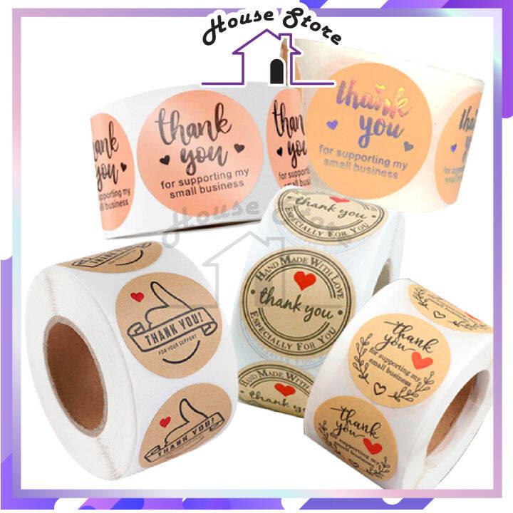 READY STOCK! Craft Paper Sticker- Thank you Sticker Seal Label Thank ...