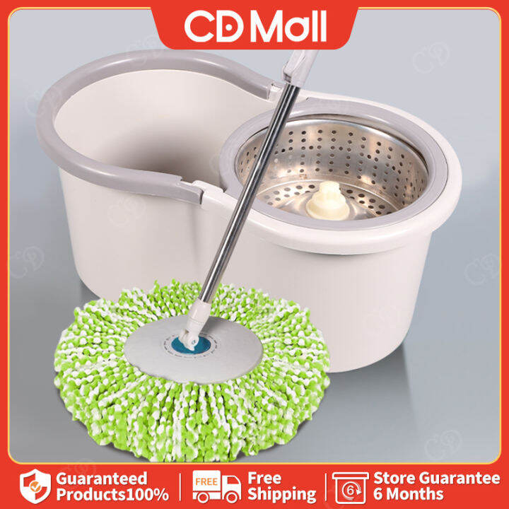 CD Mop with Spinner for Floor Cleaning Thicken Microfiber Mop Head Spin ...