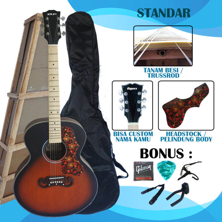 Gitar Akustik Elektrik Model Gibson J200 merk mym pro free custom nama ...