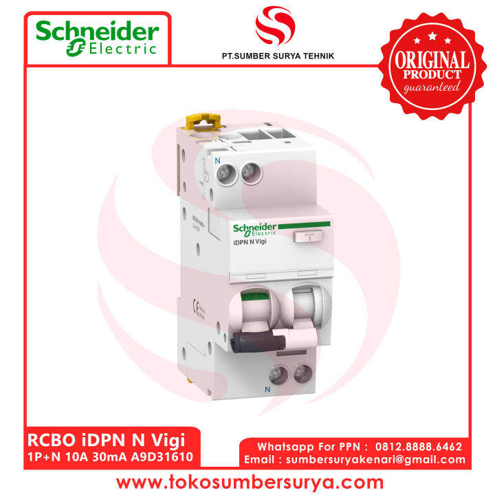 RCBO iDPN N Vigi 1P+N 10A 30MA Saklar Listrik ON OFF A9D31610 SNI Asli Ori Schneider | Lazada ...