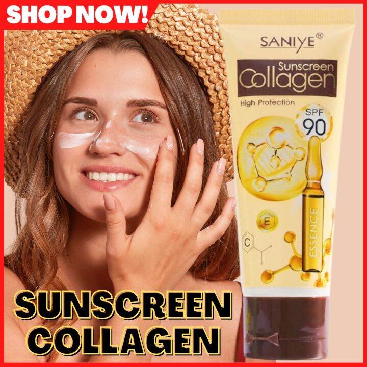 TRENDZ SANIYE Sunscreen Collagen Whitening Moisturizing High Protection SPF90 PA+++ Sunblock ...