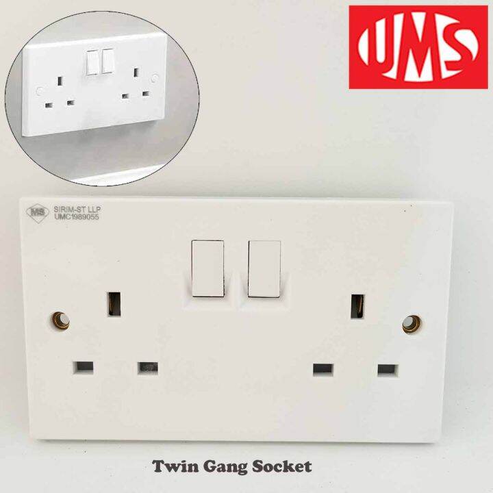 Durable UMS 13A Twin Gang Switch Socket For Home Electrical | Lazada