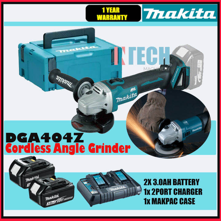 MAKITA DGA404Z CORDLESS ANGLE GRINDER C/W 2 X 3.0Ah BATTERY, 1 X TWO ...