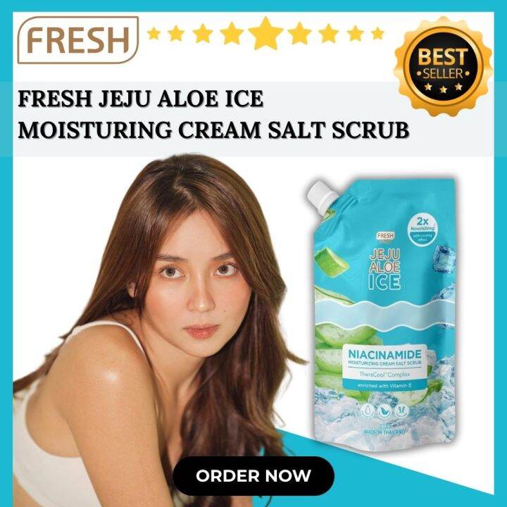 FRESH SKINLAB JEJU ALOE ICE NIACINAMIDE MOISTURIZING CREAM SALT SCRUB ...