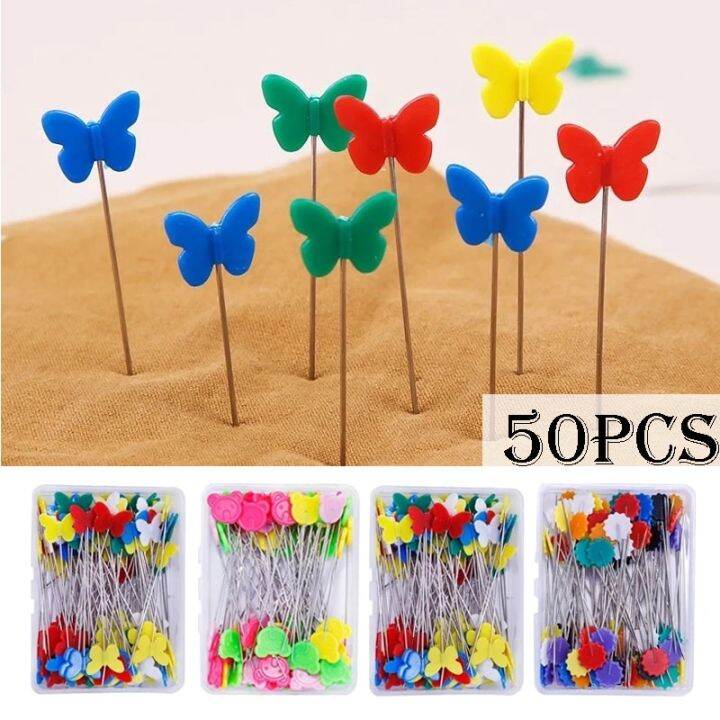 50Pcs/Box Flat-Head Sewing Needle Pins Dressmaking Pins Stainless Steel Embroidery Patchwork ...