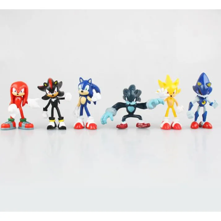 6pcs/set 5-7cm Sonic Figures Toy Super Sonic the Hedgehog Sonic Shadow ...