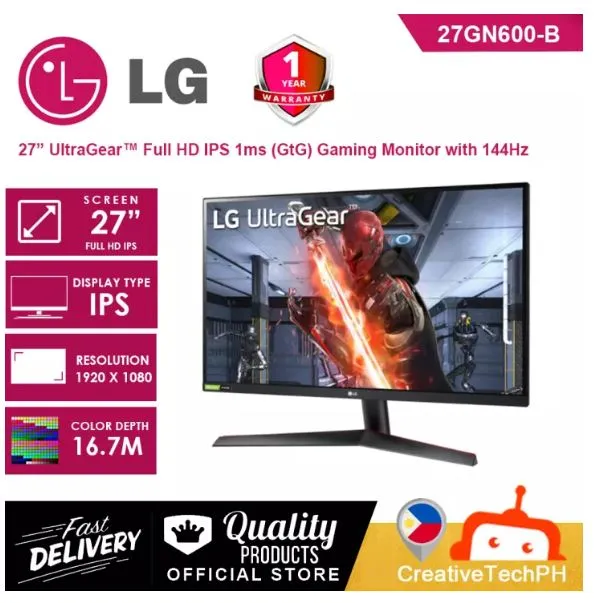 NEW LG Monitor 27” UltraGear™ 27GN600-B Full HD IPS 1ms (GtG) Gaming ...