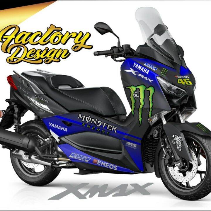 Decal Sticker Yamaha XMAX Monster energy biru | Lazada Indonesia