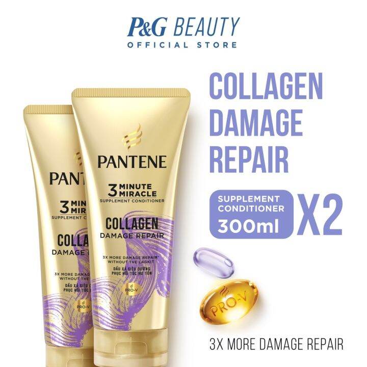 Pantene Collagen Repair Pro-V 3 Minute Miracle Conditioner [Total Damage Care] 300mL Duo | Lazada PH