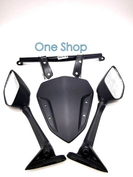 Black Visor W/Bolts W/Side mirror W/Bracket (4in1) for Mio/Click V1 ...