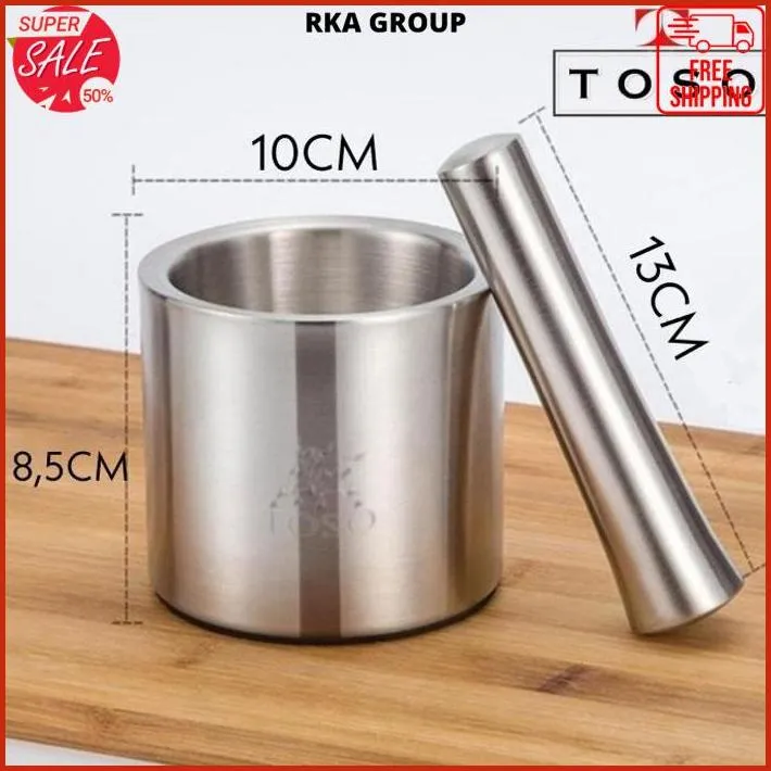 Toso Mortar Pestle Tumbukan Obat Bumbu Stainless Cobek Ulekan Lumpang ...