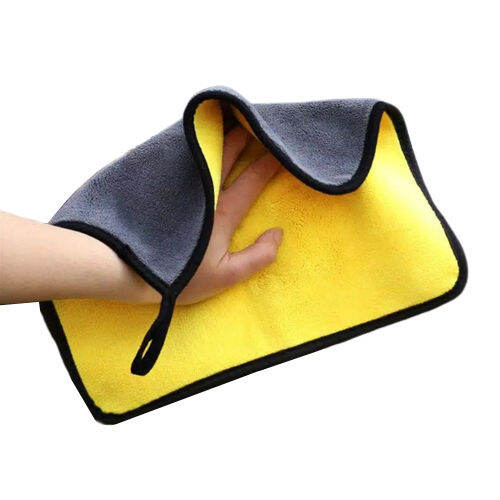 Kain Lap Microfiber Handuk Towel Premium Tebal - Kuning Abu / Kain Lap ...