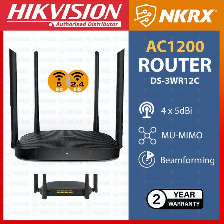 Hikvision DS-3WR12C AC1200 Wireless Router | Beamforming | 5-dBi | Dual ...