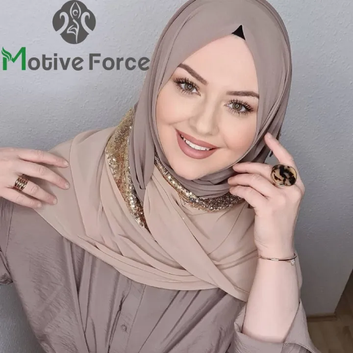 Islamic Sequin Turban Abaya Hijab Chiffon Hijabs For Woman Abayas Women