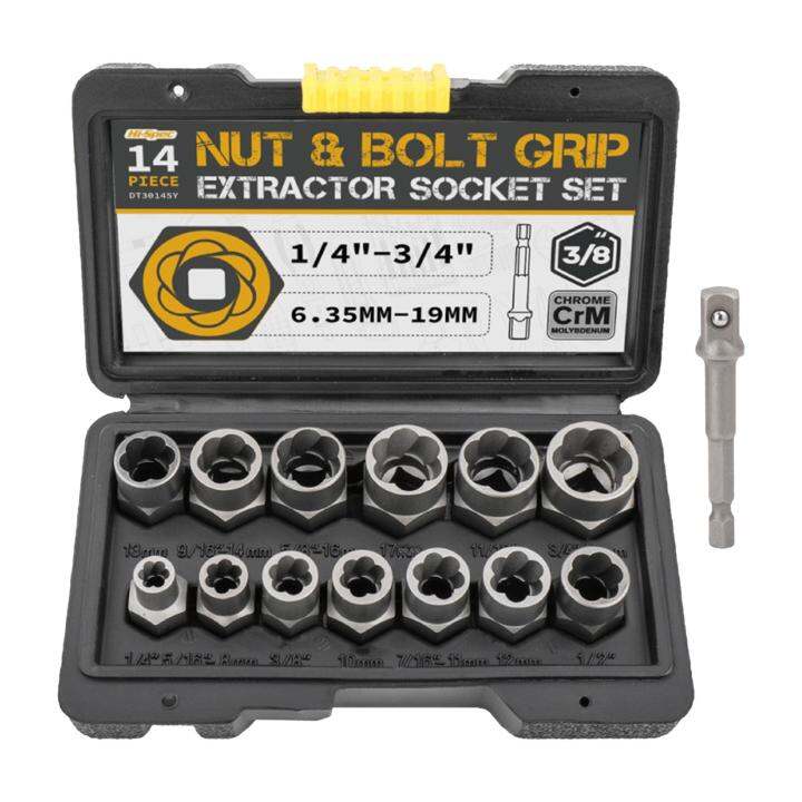 BolehDeals 14 Pieces Impact Bolt Nut Remover Kit Socket Set Nut Screw ...