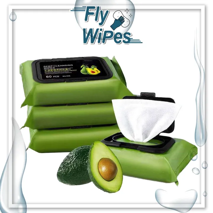 Lsh 60 Sheets Portable Avocado Makeup Remover Wipes Disposable Makeup