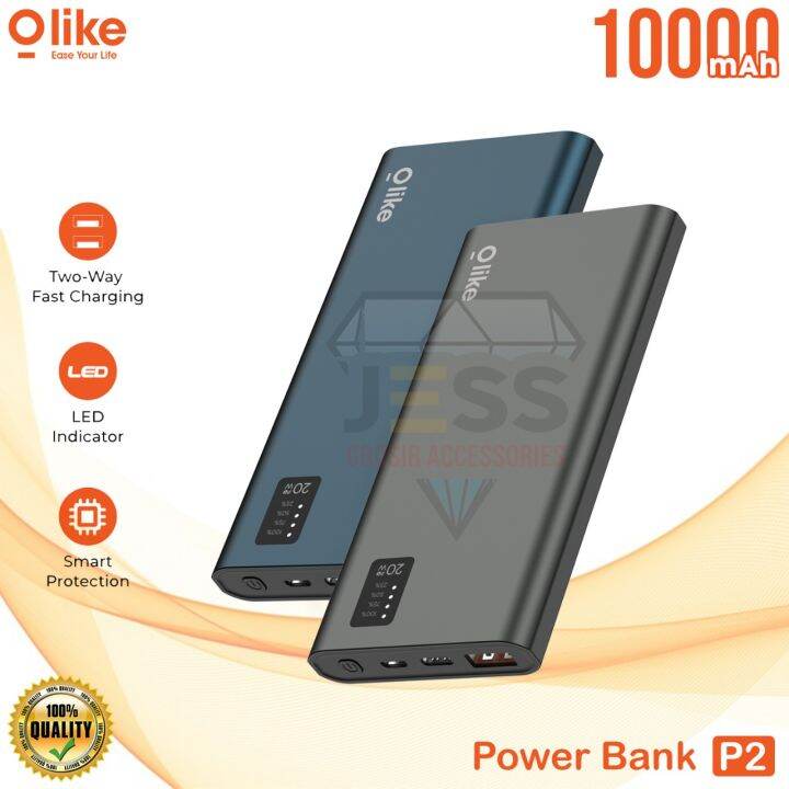 Olike Powerbank 10000mAh P2 Dual Port USB & Type C Power Bank Super ...