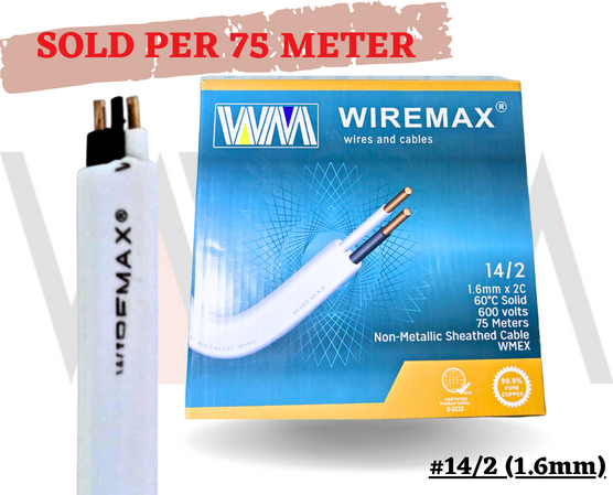 WIREMAX PDX NON - METALLIC 75 METER 14/2 (1.6mm/2C) PURE COPPER | Lazada PH