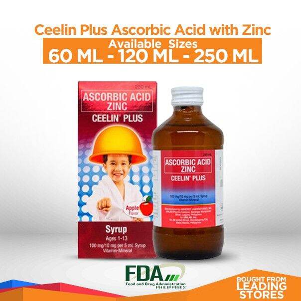 CEELIN PLUS Ascorbic Acid + Zinc Syrup for Ages 1-13♣ | Lazada PH