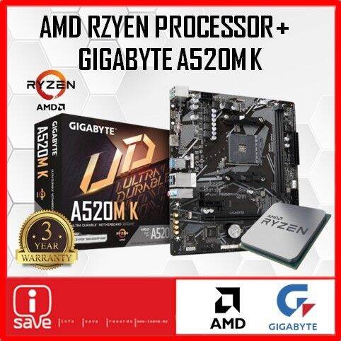 Gigabyte A520M K A520 AM4 DDR4 Motherboard + AMD RYZEN 3 / RYZEN 5 ...