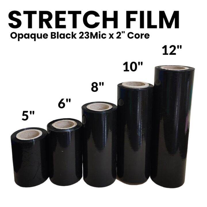 Stretch Film Black Cut Size 5", 6", 8", 10", 12" (Sold Per Roll ...