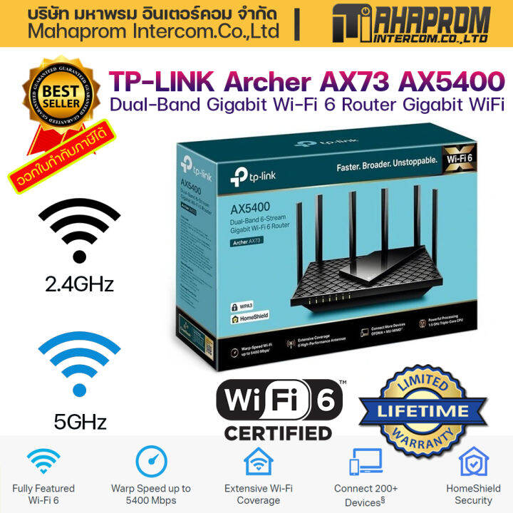 ROUTER (เราเตอร์) TP-LINK (ARCHER-AX73) AX5400 Dual-Band Gigabit Wi-Fi 6 Router ประกันตลอดการใช้ ...